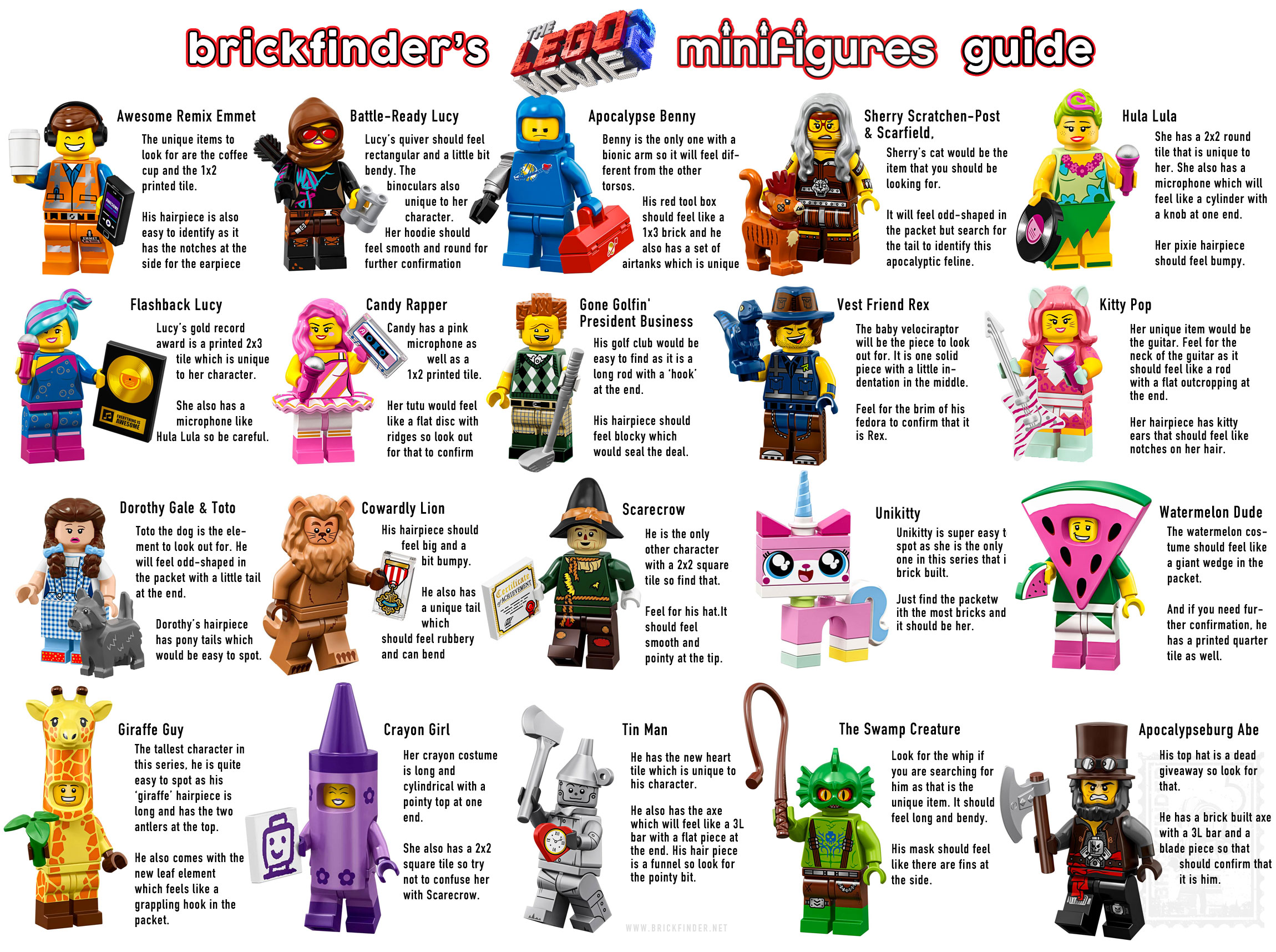 Brickfinder The LEGO Movie 2 The Second Part Minifigure Feel Guide 